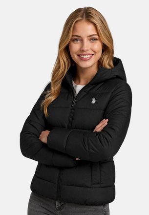 U.S.Polo Association Steppjacke mit gef&uuml;tterter Kapuze und Stehkragen Mittlere Wattierung mit elastischen Abschl&uuml;ssen und drei Taschen