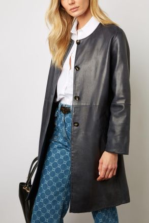 Gerard Darel Veste longue en cuir - JEMIMA - Marine