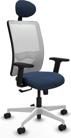 Piqueras y Crespo Schreibtischstuhl in Marineblau Zulema mit 2D-Armlehnen, h&ouml;henverstellbarer Lendenwirbelst&uuml;tze und festem Kopfteil, ausgestattet mit 3 Positionen und 