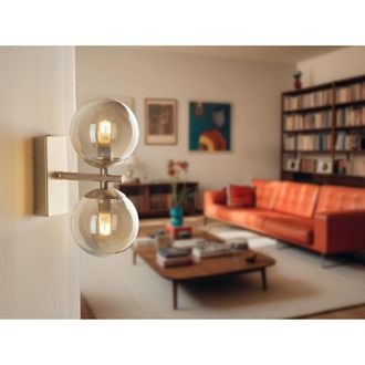 Fan Europe Wandleuchte HONEY mit Schalter, Gold - Glaskugeln in Bernstein, Höhe 34cm