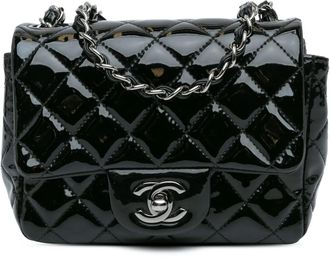 Chanel Hobo Bags - Mini Square Classic Patent Single Flap - Gr. unisize - in Schwarz - f&uuml;r Damen