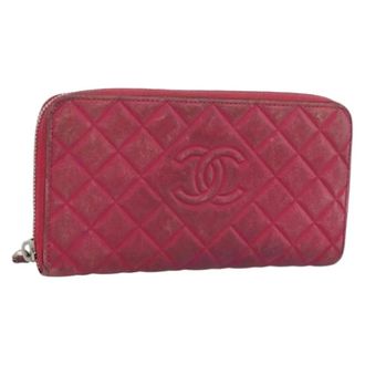 Chanel Portefeuille long vintage doccasion - Femme - Pre-owned - Rose - Taille: ONE Size