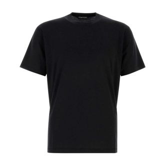 Tom Ford Homme, Tops, Noir, Taille: S T-shirt en Mélange Lyocell Noir