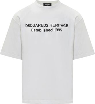 Dsquared2 Homme, Tops, Blanc, Taille: S Loose Fit Heritage T-Shirt