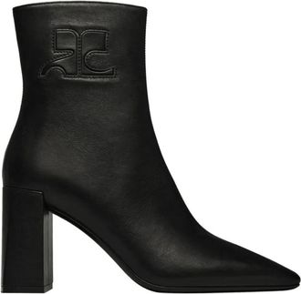 Courr&egrave;ges Stiefel - Pointed Toe Ankle Boots With Block Heel - Gr. 36 (EU) - in Schwarz - f&uuml;r Damen