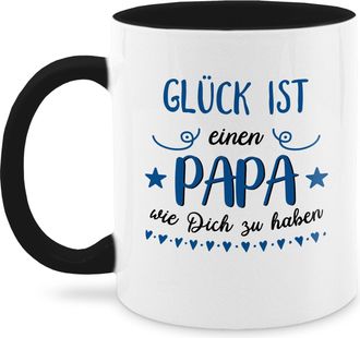 Shirtracer Tasse Tassen 325ml - zum Vatertag - Glück ist einen Papa wie dich zu haben - Geschenk - 325 ml - Schwarz - vatertagstasse vatertagsgeschenk bester gro