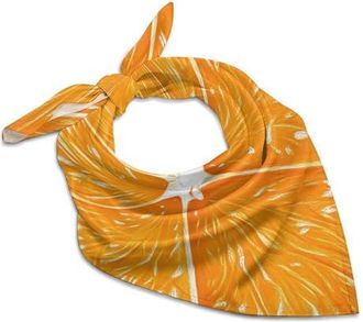 Generic Foulard carré en soie à motif orange léger pour cheveux respirant, cadeau pour homme et femme, multicolore, 46x46cm