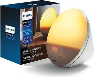 Philips Wake-up Light, farbige Sonnenaufgangssimulation, 20 Lichtst&auml;rken, 7 nat&uuml;rliche Kl&auml;nge, Mitternachtslicht (Modell HF3531/01)
