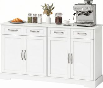 HOMCOM Homcom Credenza Con 4 Cassetti, 4 Ante E 2 Ripiani Regolabili