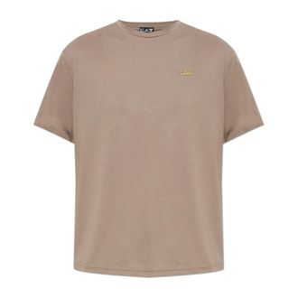 Emporio Armani Emporio Armani Ea7, Femme, Tops, Beige, Taille: 36 FR T-shirt avec Appliqu&eacute; Logo
