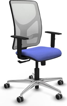 Piqueras y Crespo Remote-Arbeitsstuhl mit 1D-Armen, h&ouml;henverstellbare Lendenwirbelst&uuml;tze, ausgestattet mit 3 Positionen und Schneideschaum, Wei&szlig;/Hellblau