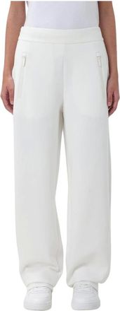 Emporio Armani Femme, Pantalons, Blanc, Taille: 44 FR Pantalon Large avec Poches Zipp&eacute;es
