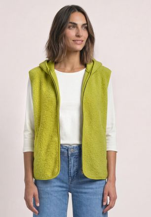 Street One Kurzweste STREET ONE, Damen, Gr. 34, gr&uuml;n (apple lime), Stoff, 100% Polyester, unifarben, comfort fit normal, ohne Ausschnitt, Westen, mit Kapuze, Top