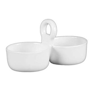 Holst Porzellan MI 009 Porzellan Duo Schale 10 cm mit Henkel, weiß, 10.5 x 5 x 5.5 cm 2x 0,02 l, 6 Stück