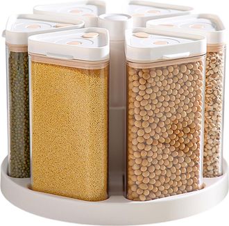 Generic Drehbare Getreidebeh&auml;lter - 800 ml Getreideaufbewahrungsboxen, Luftdichter Lebensmittellagerbeh&auml;lter, versiegelter Reisteimer, rotierender Spender | O