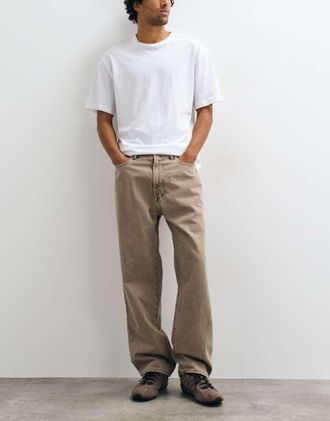 Abercrombie & Fitch jean relaxed fit d&eacute;lav&eacute; marron
