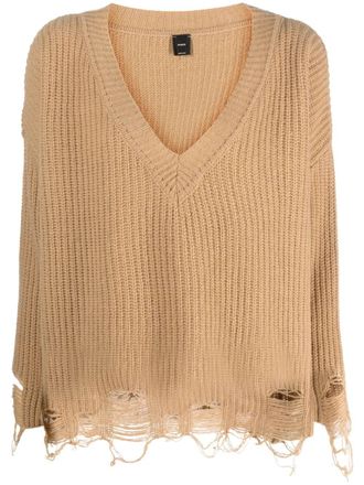 Pinko Pullover in Distressed-Optik - Nude