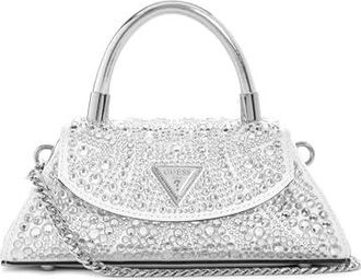 Guess Beauvoir Top Handle Flap Bag Silver