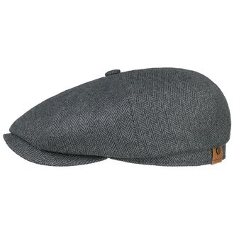 Stetson Hatteras Schirmm&uuml;tze Ballonm&uuml;tze Flatcap Fischgratmuster UV 40+ Damen Herren Sommer Winter schwarz-grau 59 cm