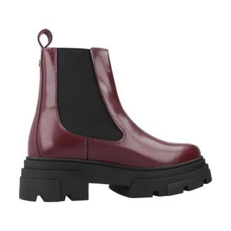 Tommy Hilfiger Gl&auml;nzende Leder Chelsea Boots - - Shoes - Damen - Rot - 38 EU