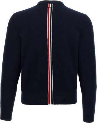 Thom Browne Washed Wool Intarsia Sweater - Navy