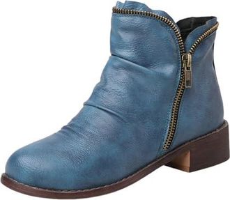 Generic Bottines r&eacute;tro &agrave; talon bas pour femme - Soutien de la vo&ucirc;te plantaire - Mode sans talon - Chaussures de marche antid&eacute;rapantes - Confortables - Avec fe
