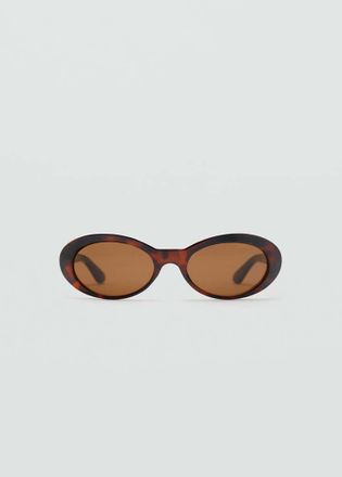 Mango Lunettes de soleil monture ovale chocolat - Femme - Taille unique - MANGO