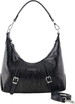Seidenfelt Manufaktur sac &agrave; &eacute;paule bandouli&egrave;re Lilleby Hobo Bag Reptile Black noir