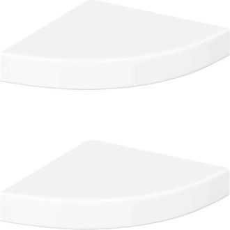 vidaXL 2X Etag&egrave;res dangle Flottantes Etag&egrave;res Murales Biblioth&egrave;que Supports Panneaux Muraux Salon Chambre Int&eacute;rieur Blanc Brillant 25x25x3,8 cm MDF