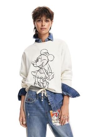 Desigual Pull Plat en Tricot Fin pour Femme Sweat-Shirt, Blanc, Taille