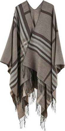 Generic Poncho Femme Hiver Chaud Chale Femme Hiver Chaud Cape Femme Effet enveloppant Ch&acirc;le Imprim&eacute; Doux Cardigan Double &Eacute;paisseur Tr&egrave;s
