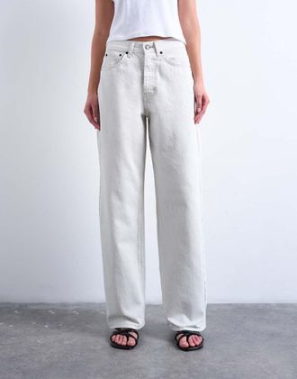 Topshop Column - Jean &agrave; taille mi-haute - Ivoire-Blanc