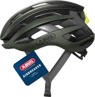 ABUS Rennradhelm AirBreaker - High-End Fahrradhelm f&uuml;r den professionellen Radsport - f&uuml;r Jugendliche und Erwachsene - Helm f&uuml;r Damen und Herren - gr&uuml;n (Ol