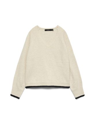 Vero Moda Damen Vmaquarius Ls V-Neck Raglan Pullover Bf, Birch, M