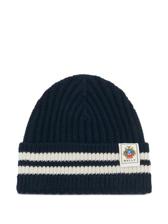 Bally bonnet ray&eacute; &agrave; patch logo - Bleu