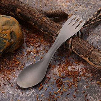 CHICIRIS Cuill&egrave;re Fourchette 2 en 1 Portable en Alliage de Titane pour Lext&eacute;rieur, pour le Camping, la Randonn&eacute;e, les Voyages, Outil L&eacute;ger et Sain pour la P&ecirc;ch