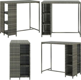 vidaXL Bartisch mit Regal Grau 120x60x110 cm Poly Rattan - Bartisch - Esstisch - Bistrotisch - Outdoor Tisch - Wohnzimmer Dekoration - Home & Living