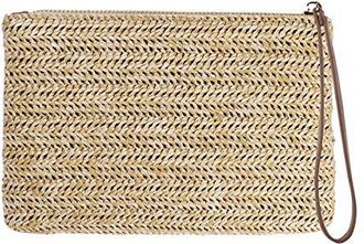 Valiclud Portefeuille en paille pour femme - &Eacute;t&eacute; - Plage - Sac &agrave; main - Fermeture &eacute;clair - Style boh&egrave;me