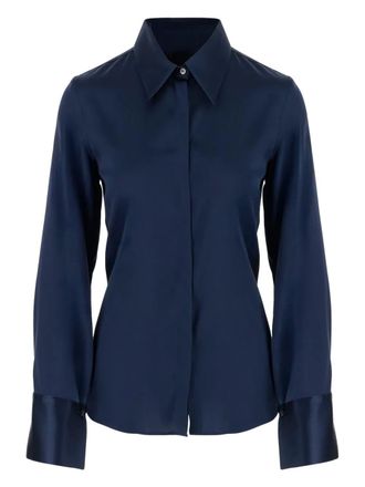 F.it chemise en soie à col pointu - Bleu