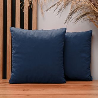 MG Design 2er Set Kissenbezüge 35 x 35 cm in Marineblau - mit Reißverschluss, samtig-weich mit dezentem Schimmer, pflegeleicht & langlebig