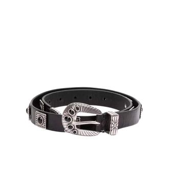Golden Goose Schwarzer Lederg&uuml;rtel mit silberner Schnalle - - Accessories - Damen - Schwarzk - 75 CM