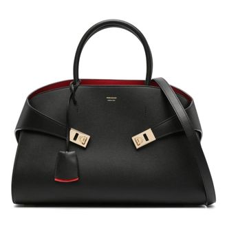 Ferragamo Femme, Sacs, Noir, Taille: ONE Size Sac &agrave; main moyen Hug