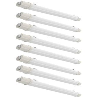 ETC Shop Feuchtraumleuchte LED 150cm Tageslicht LED Werkstatt Deckenleuchte 48 Watt Kellerlampe LED flach, 48W 4000lm 6500K, LxH150x3,5 cm, 8er Set