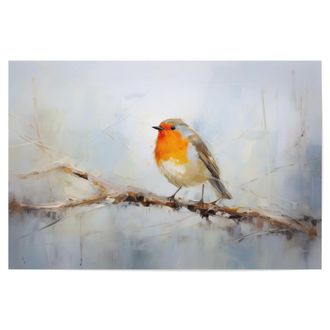 artboxONE Poster 30x20 cm Natur Ölgemälde eines Rotkehlchens - Bild Tier gemälde impressionistisch