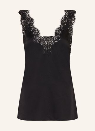 Stella McCartney Satintop Mit Spitze schwarz