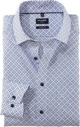 Olymp Chemise daffaires à manches longues Luxor, impression rotative sur y/d dobby, 465, coupe moderne, 20,19 Global Kent, Blanc 00, 42