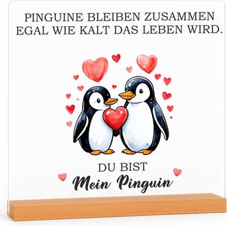 Indigos UG 3D LED Lampe Pinguin D2 - Ich Liebe Dich Geschenke f&uuml;r Frauen und M&auml;nner - f&uuml;r Sie & Ihn am Hochzeitstag, Valentinstag, Jahrestag - 15x15 cm Lampe war