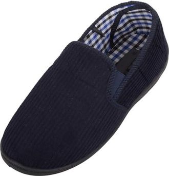 Absolute Footwear Pantoufles dhiver faciles à enfiler pour homme avec double soufflet, bleu marine, 43 EU