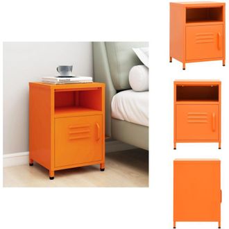 vidaXL Table de chevet Orange 35x35x51 cm Acier - Table De Chevet - Meuble De Chambre - Table Dappoint - Table Orange - Table En Acier