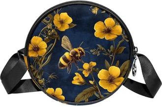 Generic Sac &agrave; bandouli&egrave;re rond pour femme, petit sac &agrave; bandouli&egrave;re avec fermeture &eacute;clair, bretelles r&eacute;glables, sac &agrave; main rond d&eacute;contract&eacute; pour femmes et fill